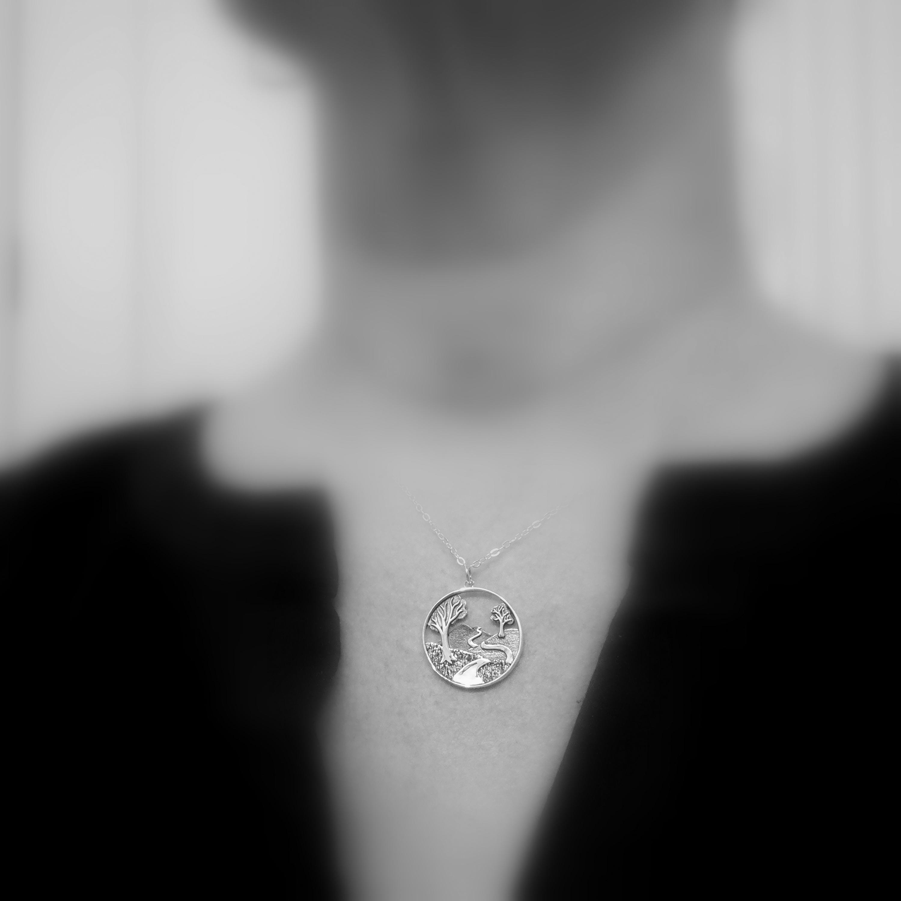 Sterling Silver Winding Path Journey Necklace. Small Nature Charm ...