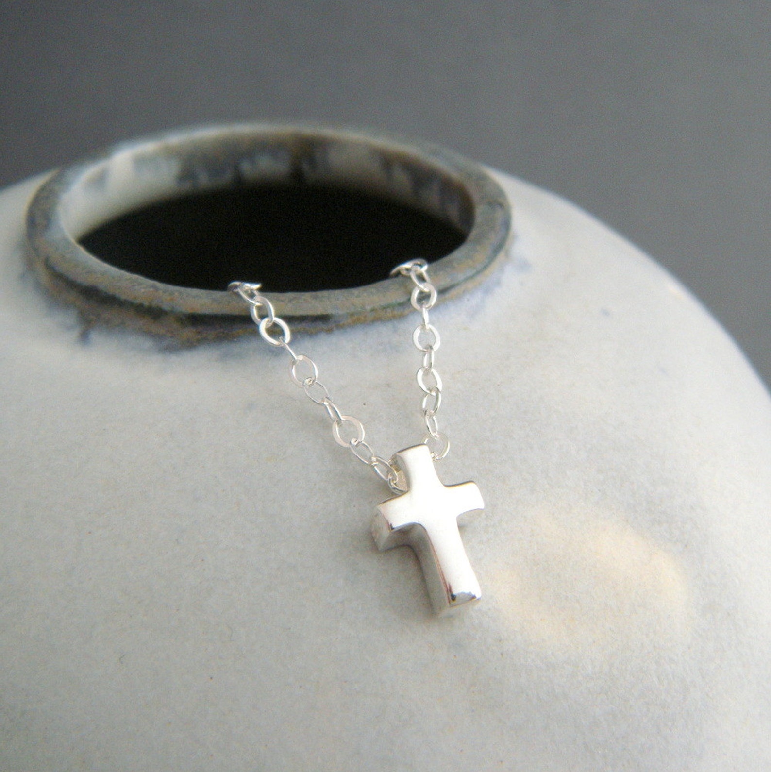 Tiny Cross Necklace. Sterling Silver Christian Faith Pendant. | Etsy