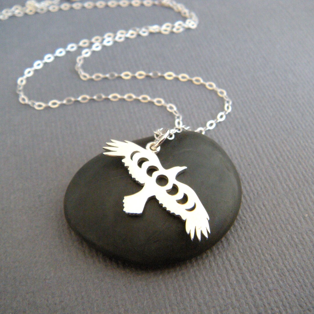 Sterling Silver Raven Moon Phases Necklace, Lunar Calendar Pendant 1 ...