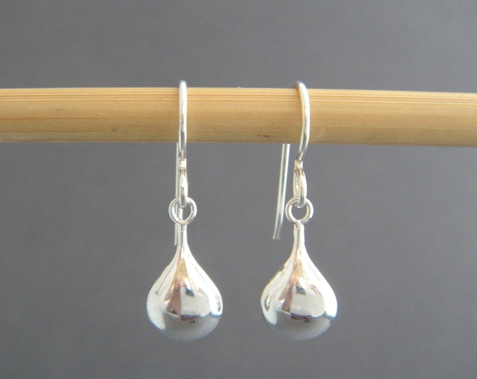 Small Silver Teardrop Earrings. Simple Sterling Earrings. Drop Puff ...