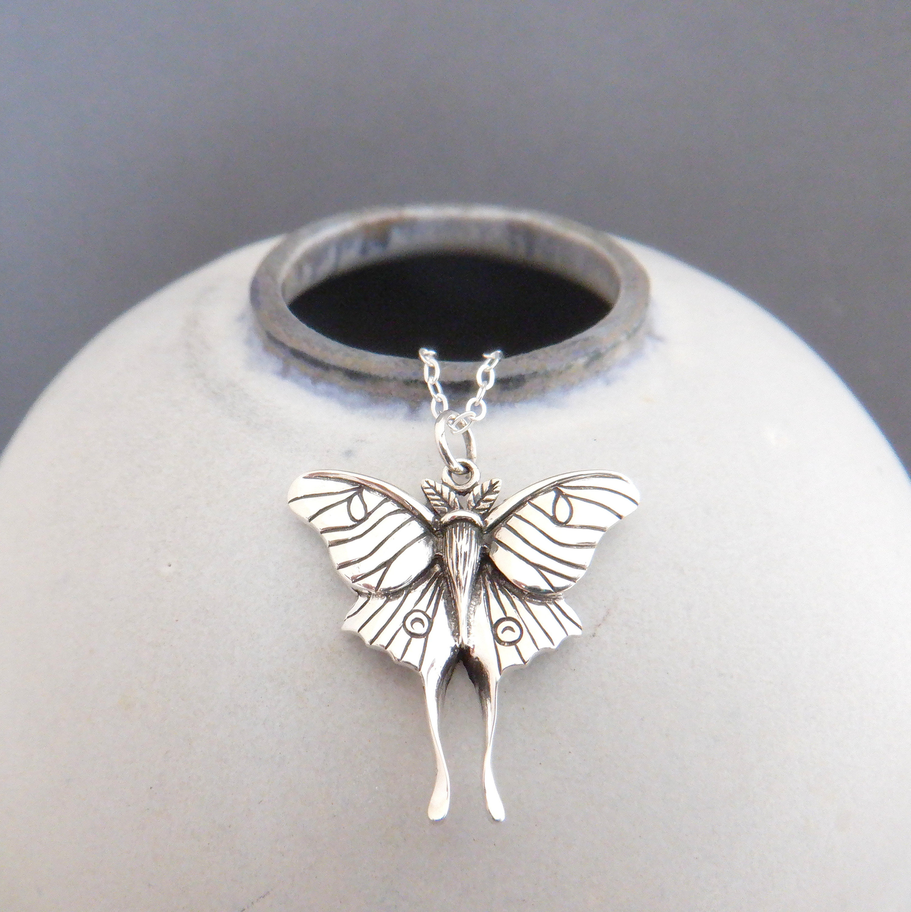 Sterling Silver Luna Moth Necklace Petite Insect Charm Dainty - Etsy