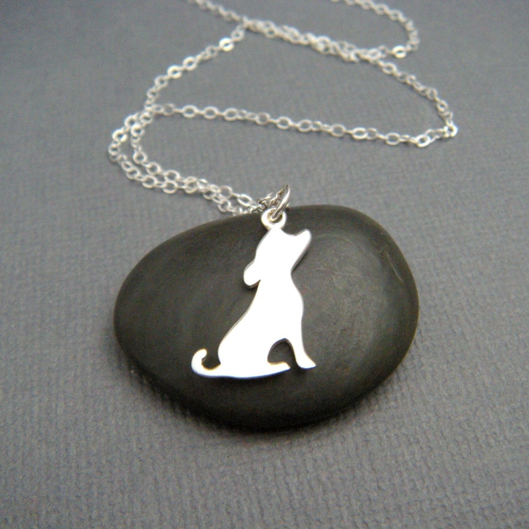 Small Sterling Silver Dog Silhouette Necklace. Dainty Pet Pride Pendant ...