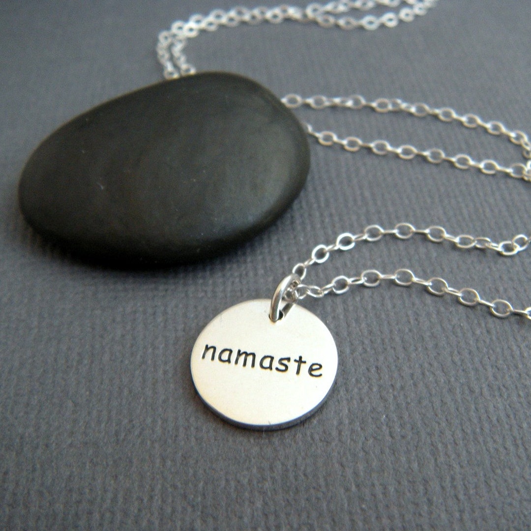 Silver Namaste Necklace. Small Round Sterling Inspirational Jewelry ...
