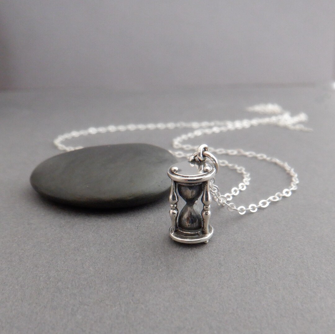 Tiny Sterling Silver Hourglass Necklace. Medieval Time Piece Pendant ...
