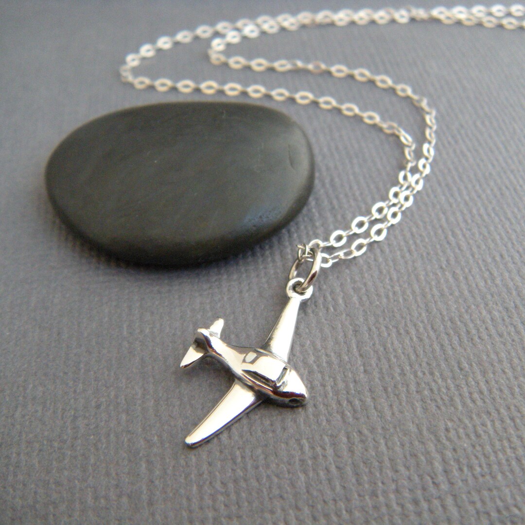Tiny Sterling Silver Airplane Necklace Travel Traveler Plane Small ...
