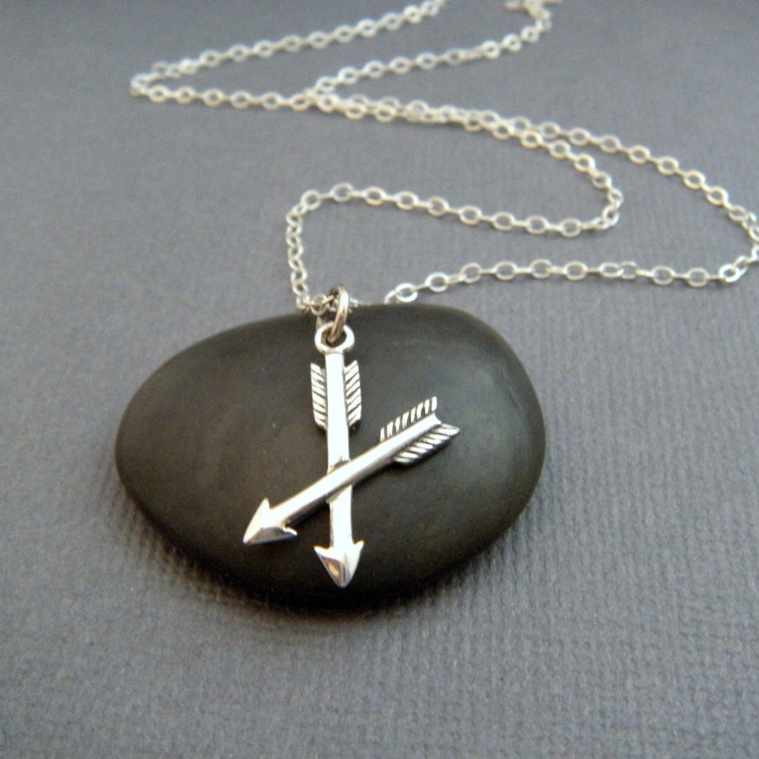 Sterling Silver Crossed Arrows Necklace, Friendship Charm - Etsy