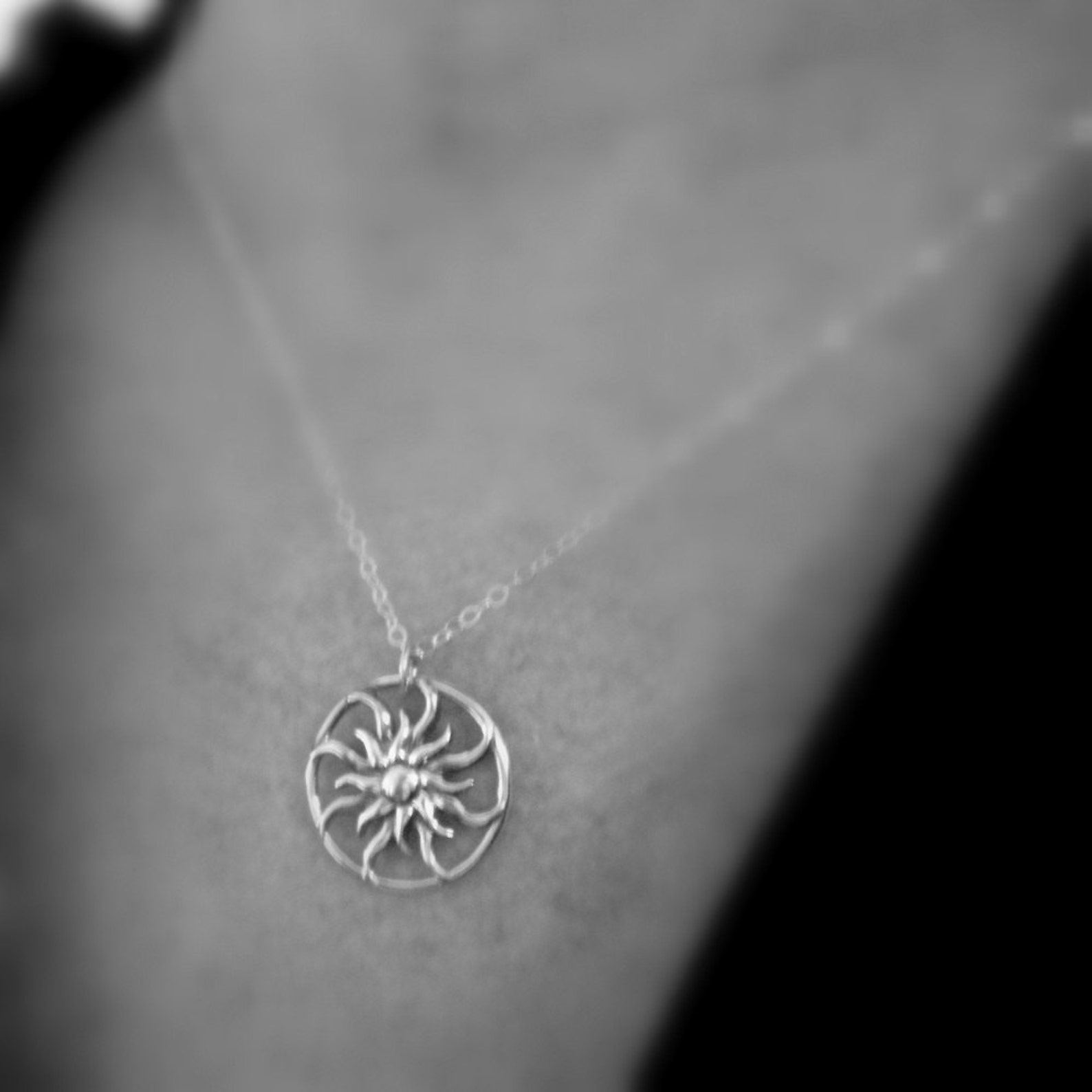 Sterling Silver Sun Necklace Small Sunburst Pendant Sunbeam - Etsy