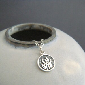 Tiny Silver Fire Element Necklace Flame Small Sterling Four 4 Elemental ...