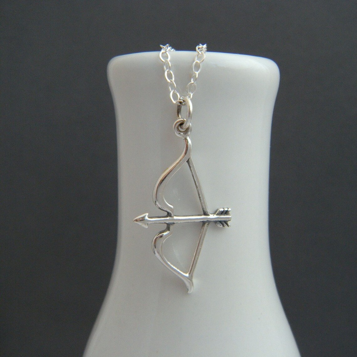 Silver Bow and Arrow Necklace. Sterling Silver Necklace. - Etsy