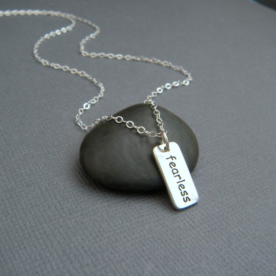 Sterling Silver Fearless Necklace: Inspirational Word Tag Jewelry - Etsy