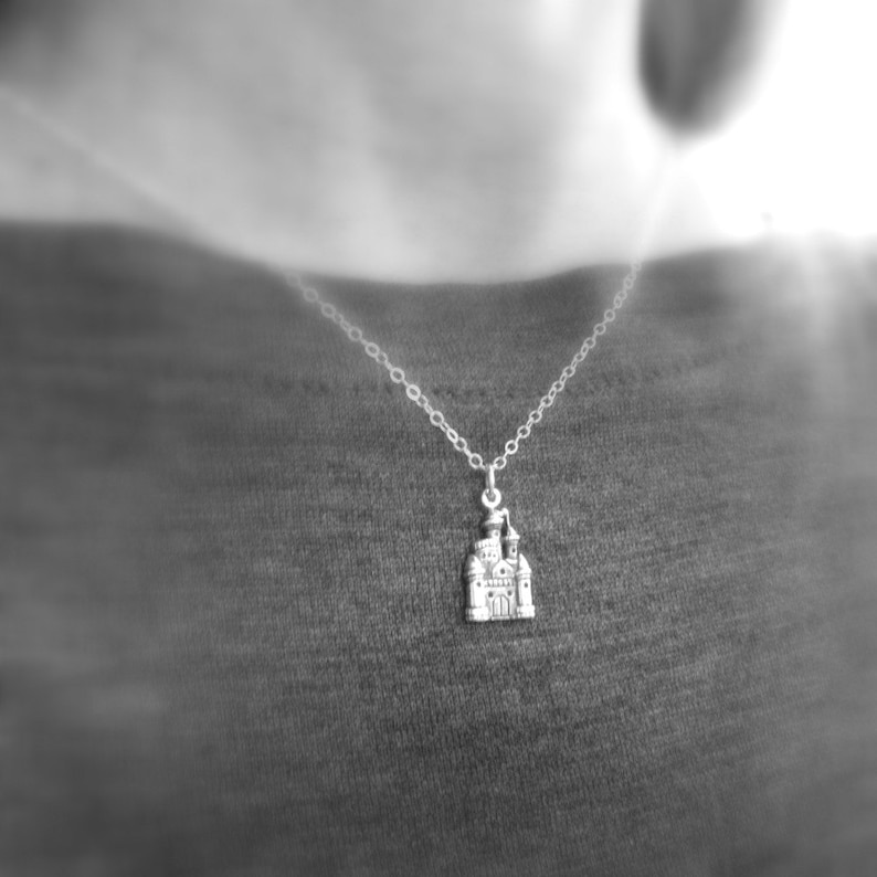 Sterling Silver Castle Necklace. Whimsical Pendant Small Girly - Etsy