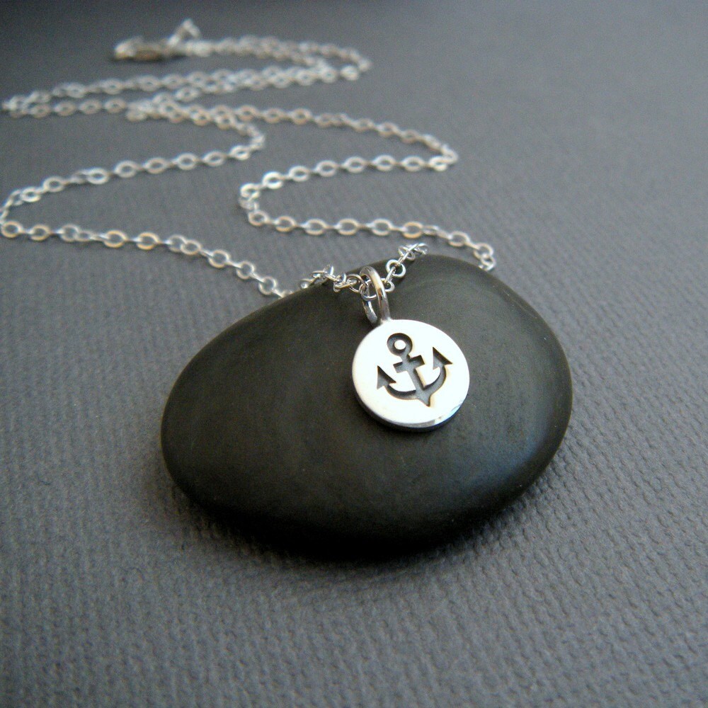 Tiny silver anchor necklace. sterling silver nautical pendant. | Etsy