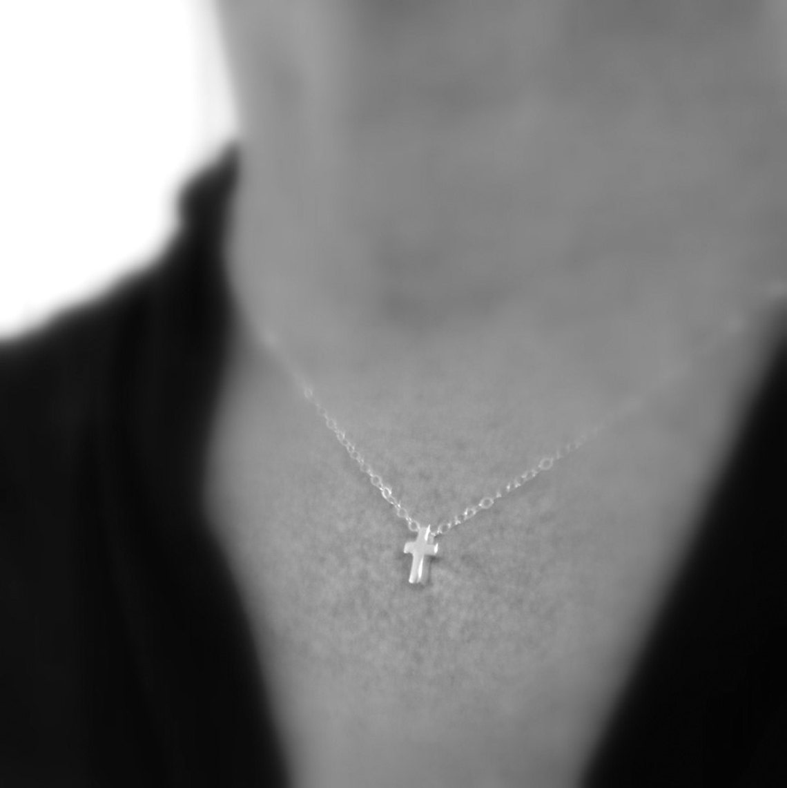 Tiny Cross Necklace. Sterling Silver Christian Faith Pendant. | Etsy