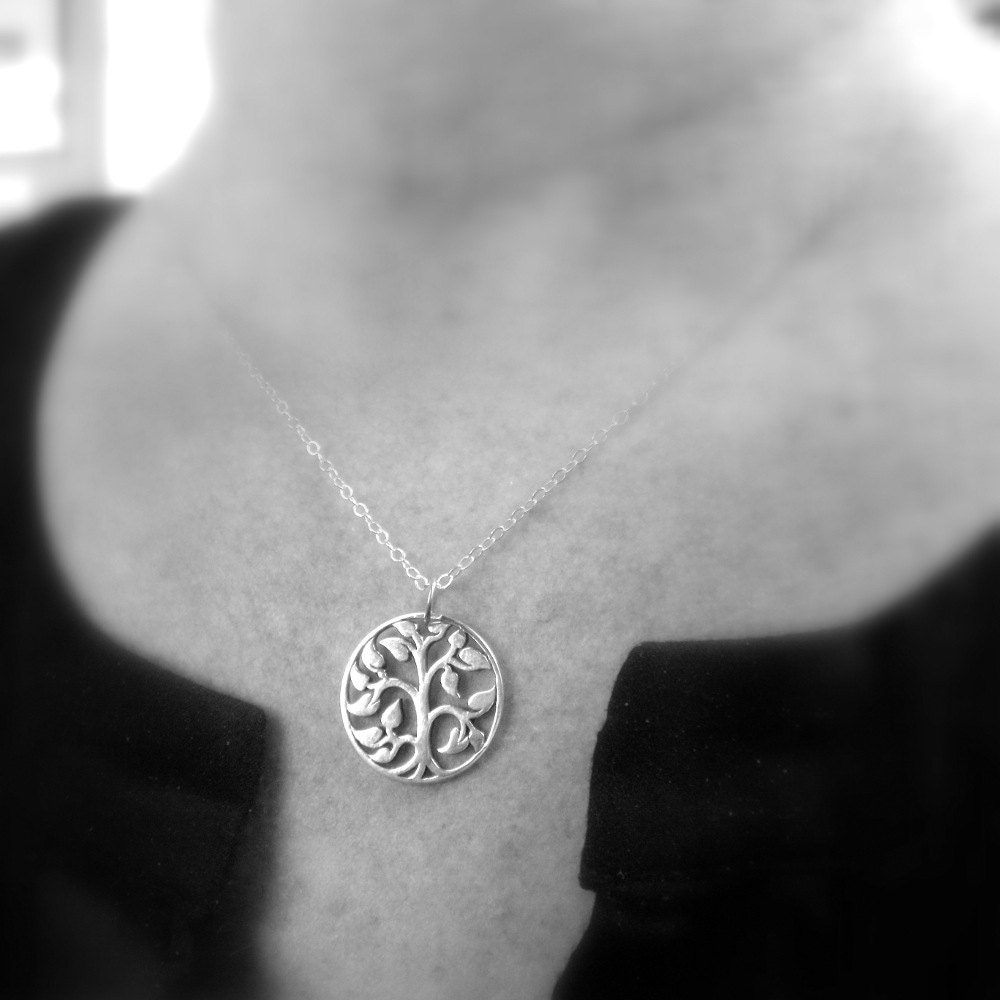 Sterling silver tree of life necklace small flat cut out | Etsy