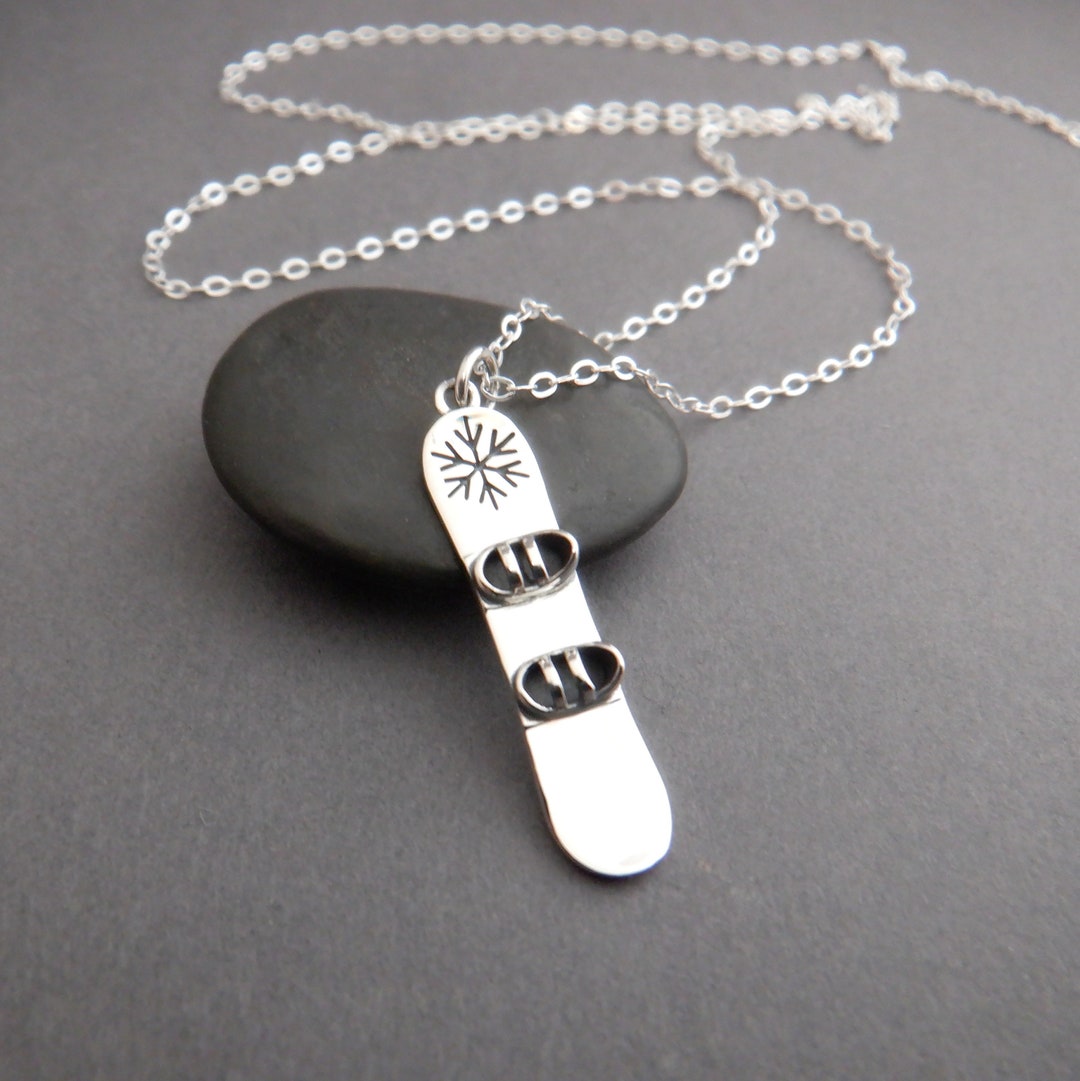 Tiny Sterling Silver Skis Necklace Small Winter Charm Womens Sports ...