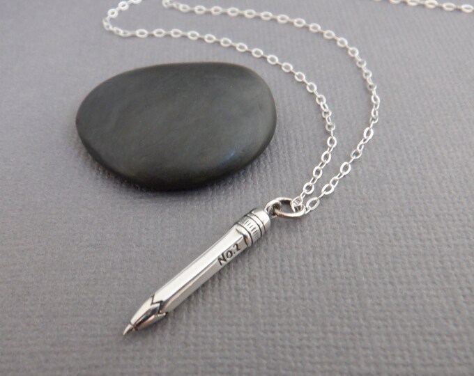 Tiny Sterling Silver No 2 Pencil Necklace Small School Teacher Gift ...