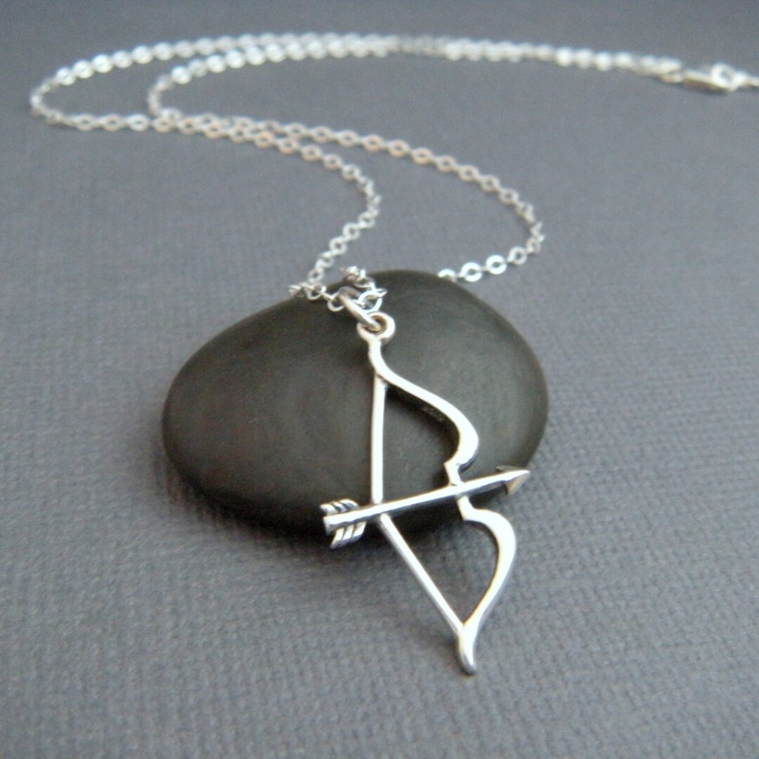Silver Bow and Arrow Necklace. Sterling Silver Necklace. Archery ...