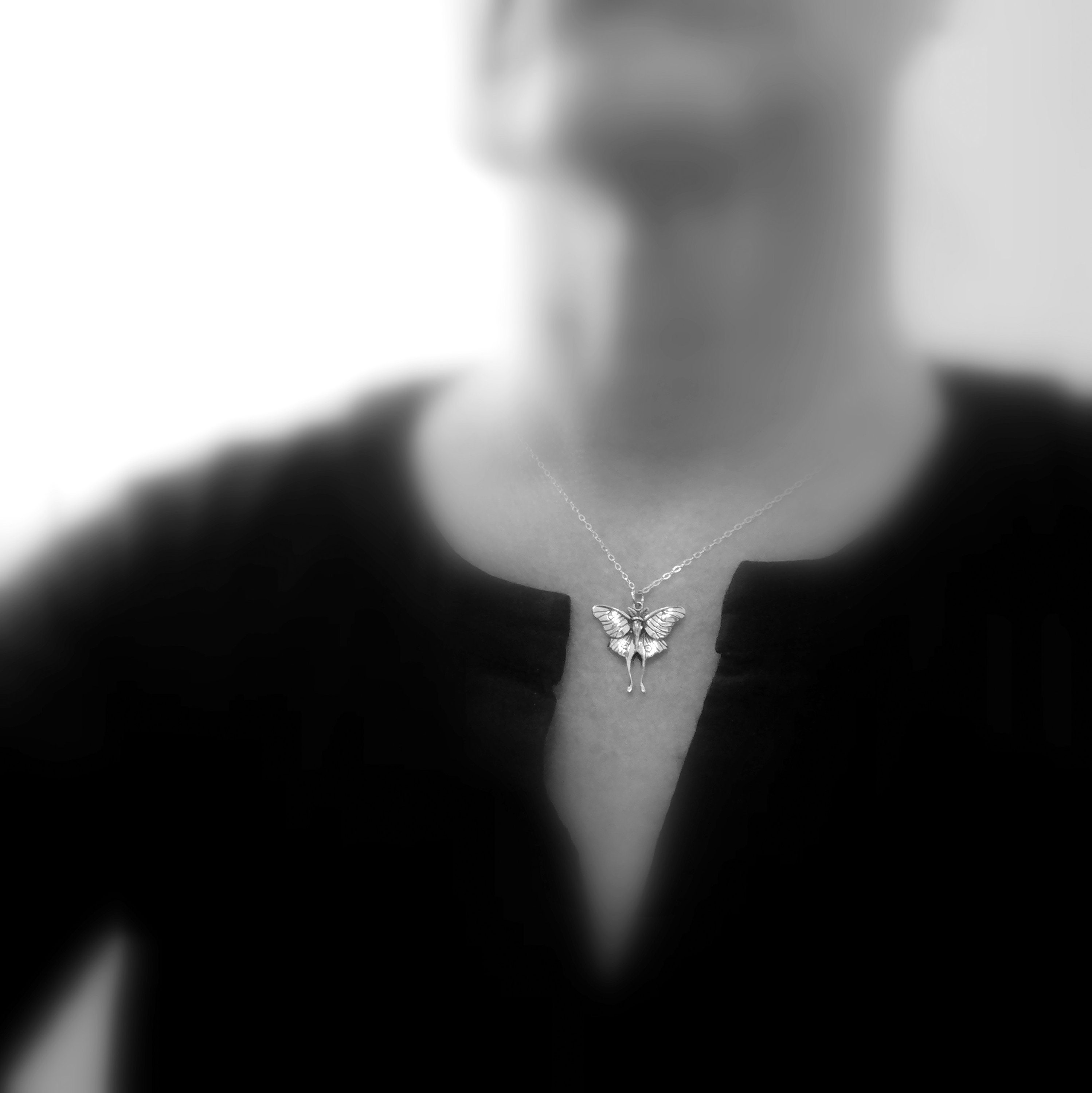 Sterling Silver Luna Moth Necklace Petite Insect Charm Dainty - Etsy