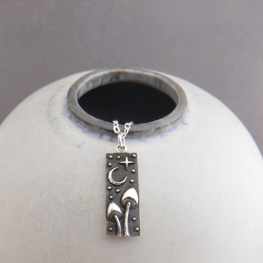 Sterling Silver Mushroom Moon North Star Necklace. Shroom Hunter. Food ...