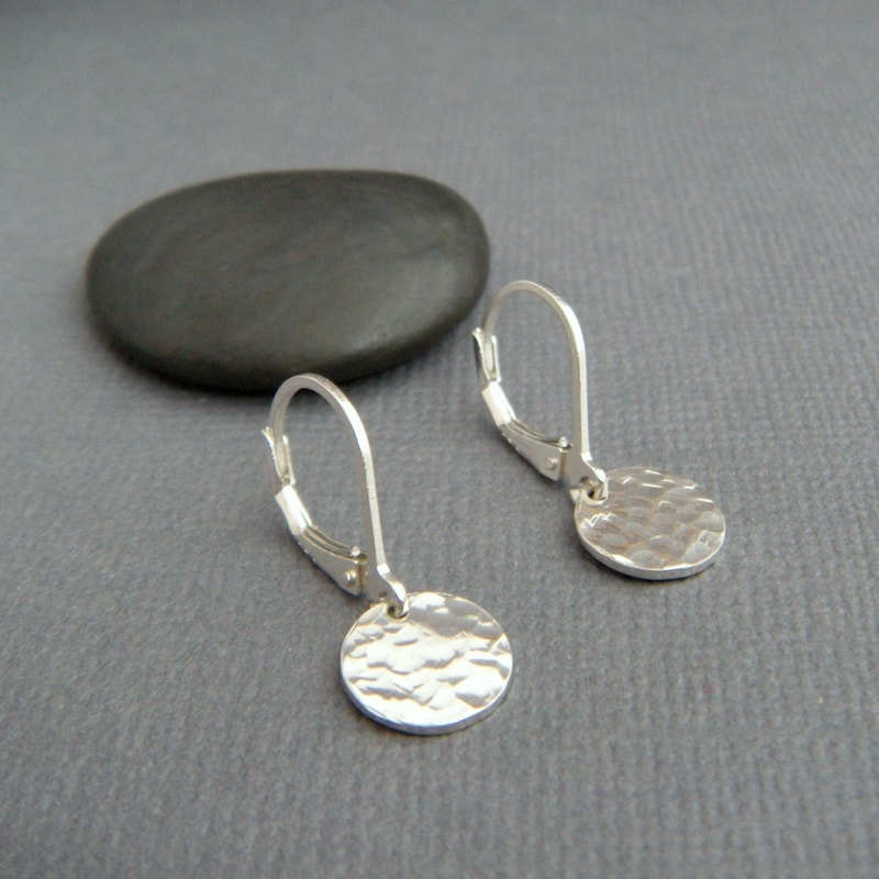 Tiny Disc Dangle Earring - Etsy