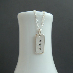 Silver Hope Necklace. Tiny Sterling Silver Inspirational Jewelry ...