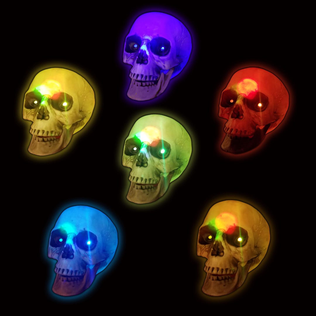Color Changing Skull (2pack) Life Size LED Illuminated Skulls for ...