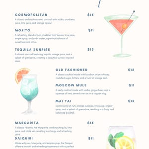 Vintage-inspired Bar/cocktail Menu | Digital Download - Etsy