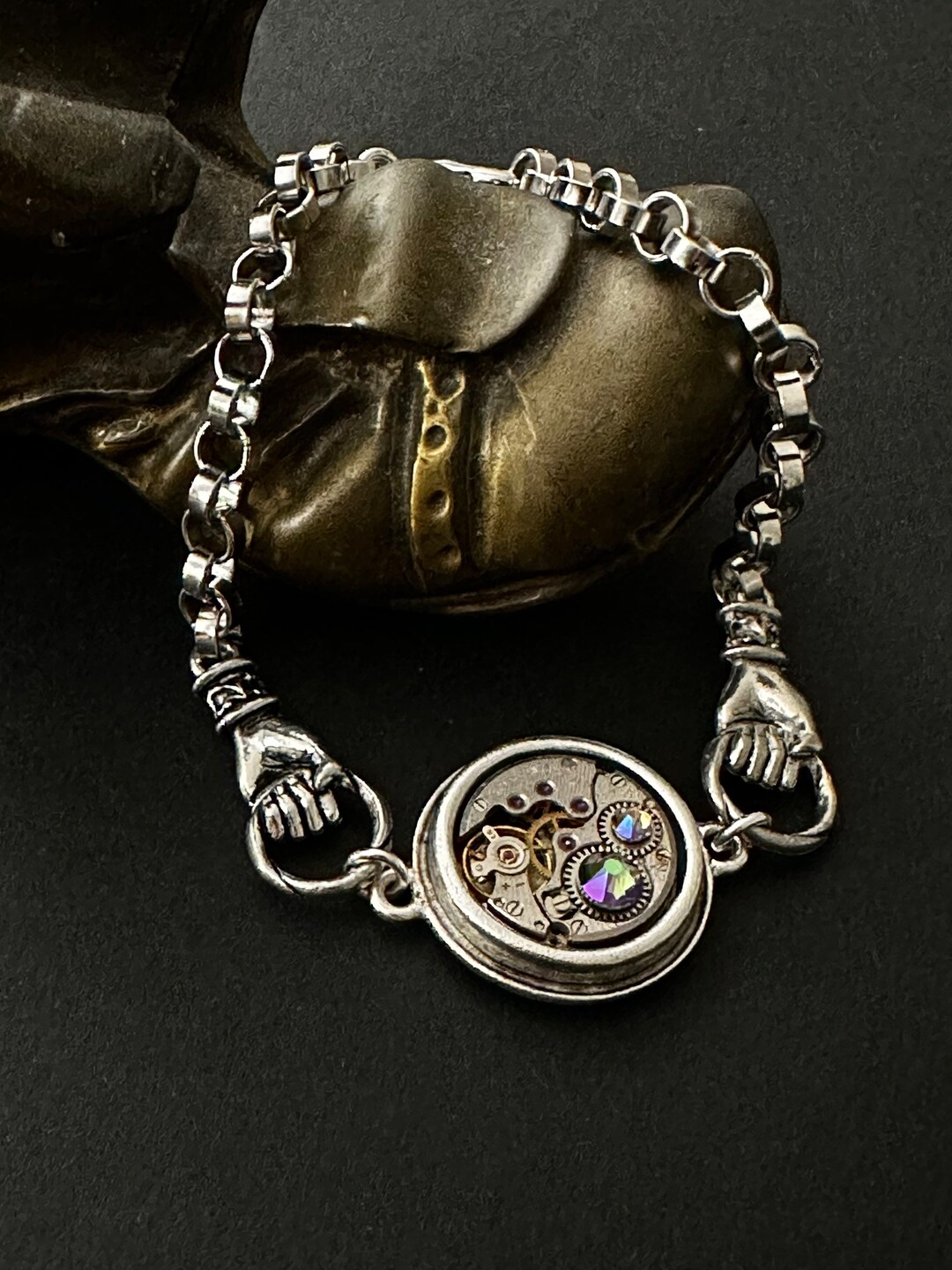 Bracelet Unique Steampunk Watch Parts Charm Bracelet Hands Holding ...