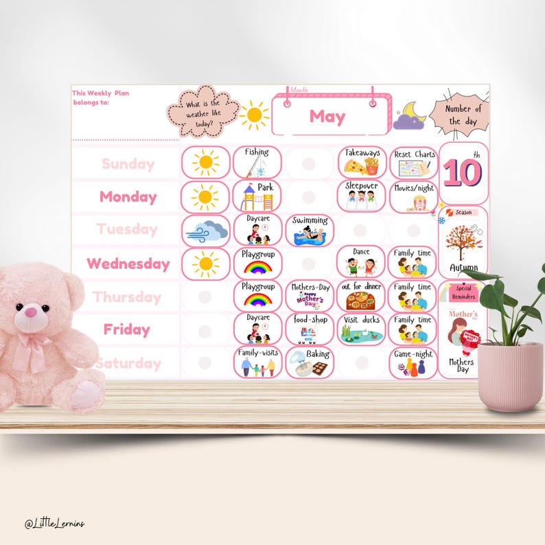 Printable Visual Weekly Plan/weekly Plan Pink/toddler to Preschool ...