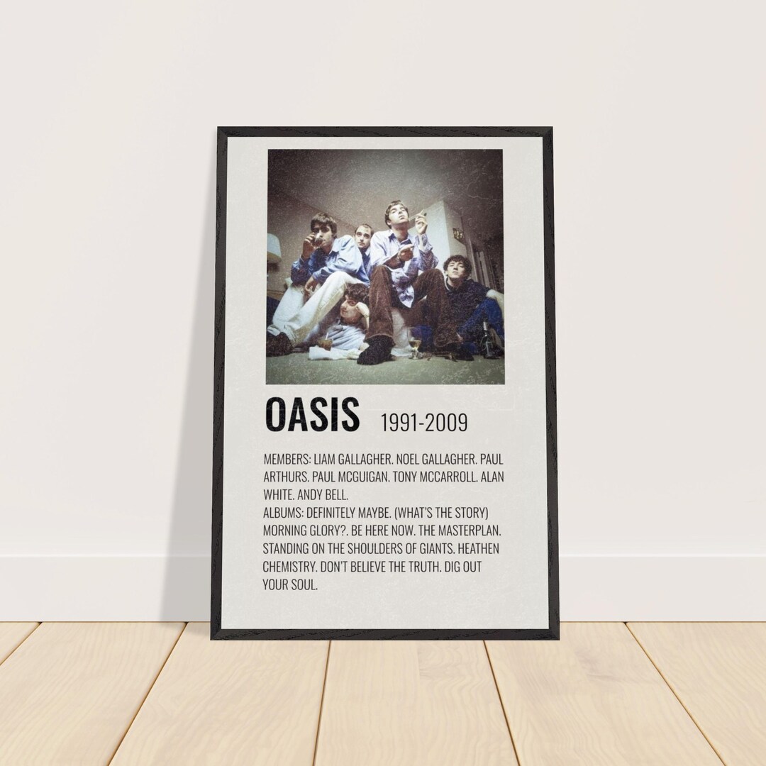 Oasis Band Poster Premium Oasis Wall Art, Retro Britpop Music Poster ...