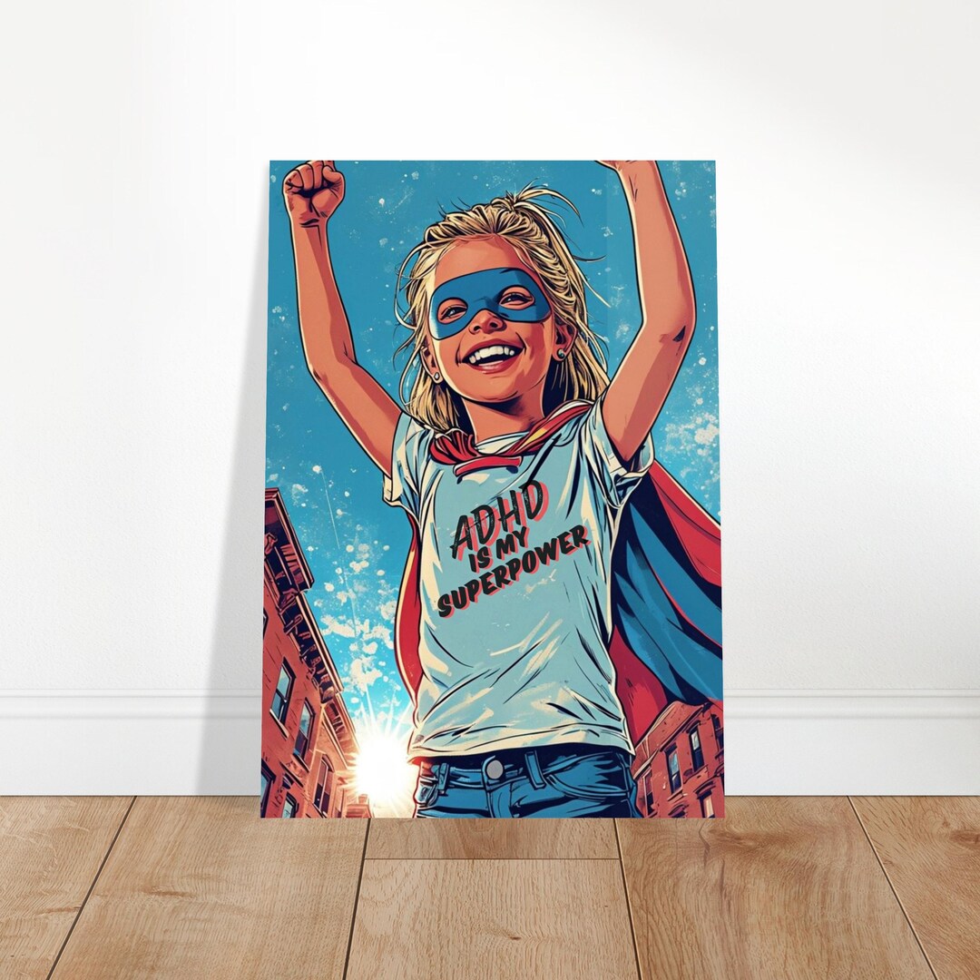 Girls' ADHD Superhero Wall Art 'ADHD is My Superpower' Empowering Print ...