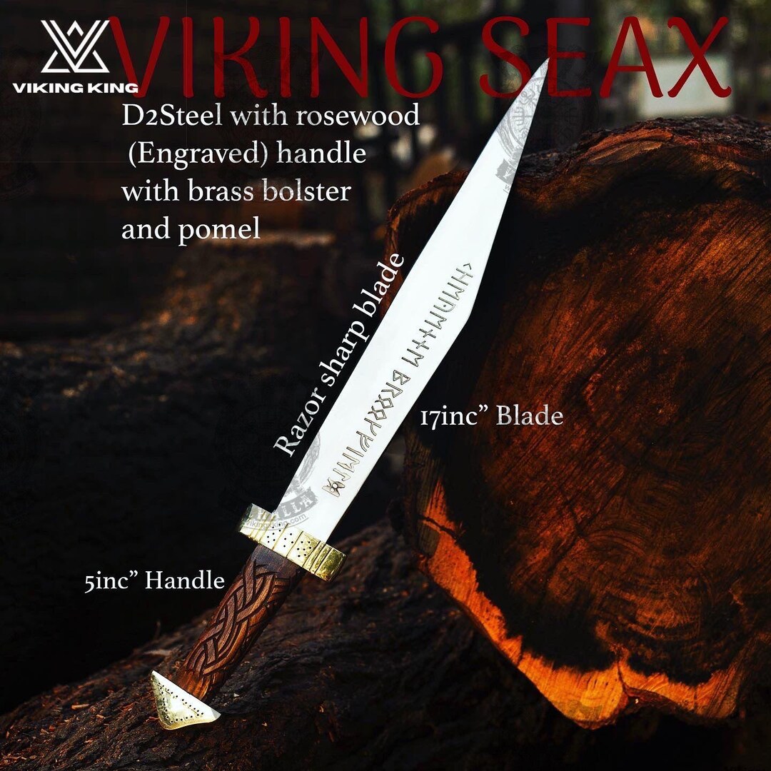 Hand-forged Viking Seax Knife Unique Personalized Medieval Blade as a ...