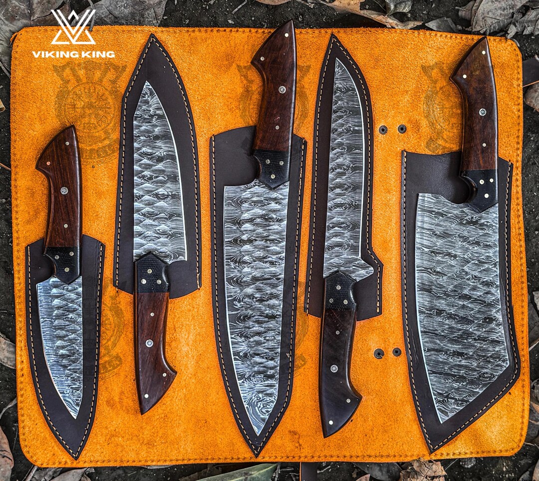 Damascus Steel Chef Set, Hand Forged Damascus Chef Set, Damascus Chef ...