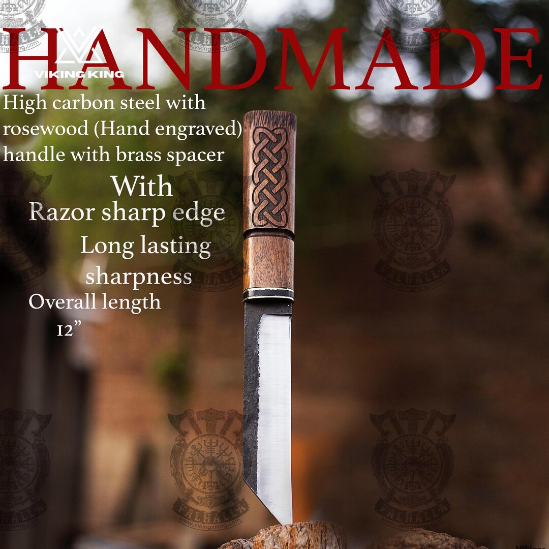 Hand-forged Viking Seax Knife Unique Personalized Medieval Blade as a ...