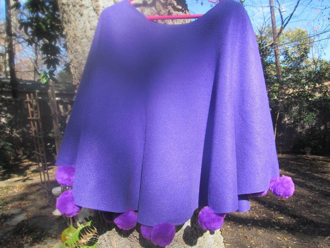 Bright Purple Poncho Frock With Large Purple Ball Trimmed - Etsy