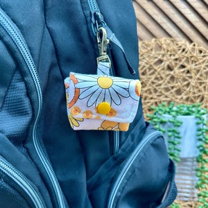 Wireless Earbud Case, Groovy Flower Power Fabric With Snap Closure and ...
