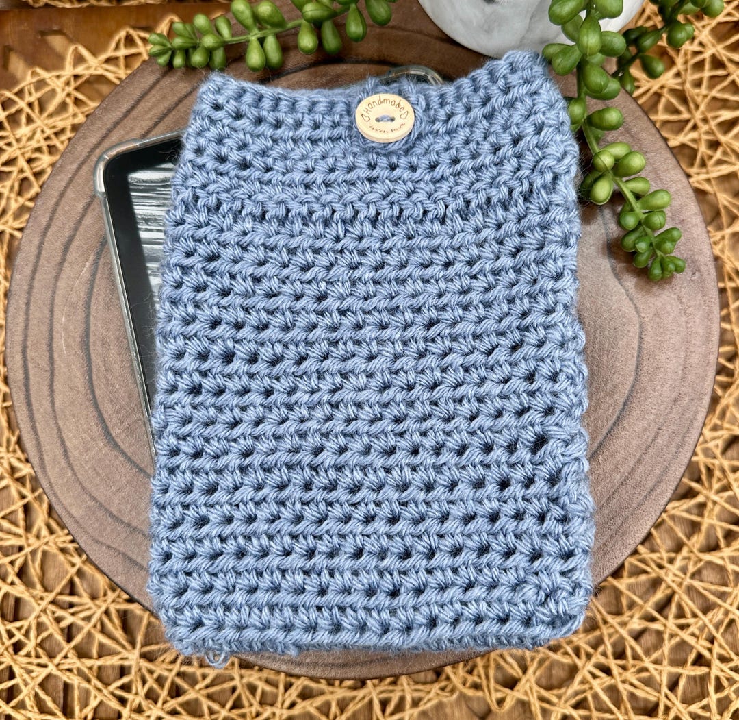 Kindle Paperwhite Sleeve Blue Crocheted , Wood Button Closure Playful ...