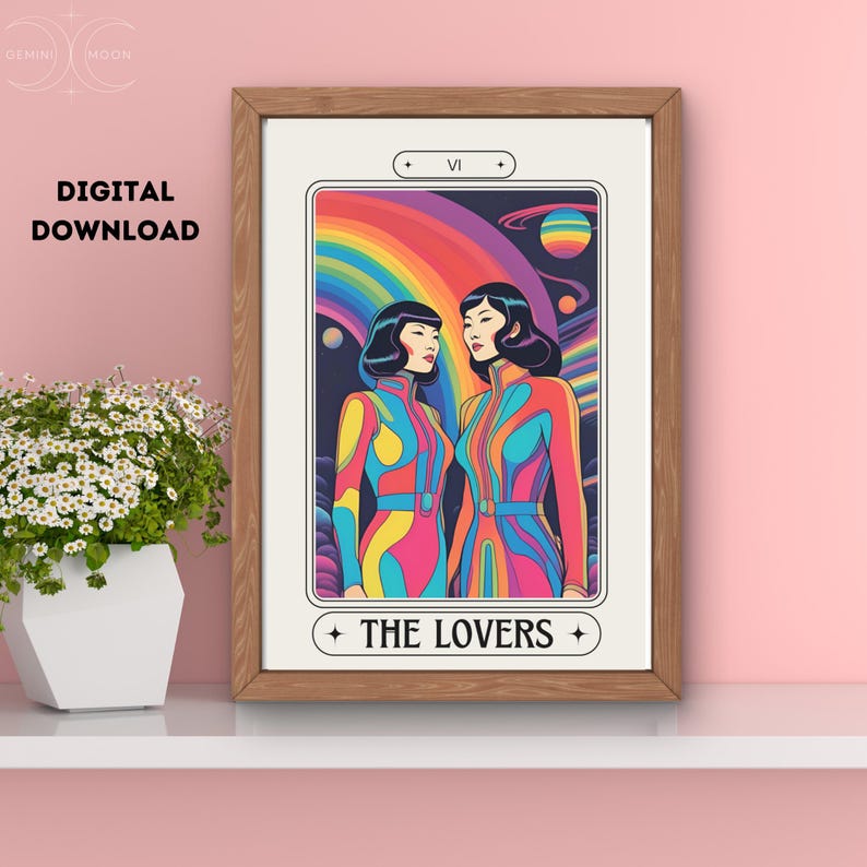 The Lovers Tarot Art Print Digital Download Printable - LGBTQ, Queer ...