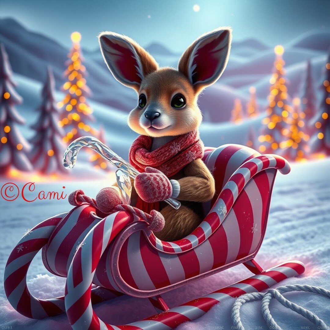 Kangaroo Candy Cane Sleigh - Etsy
