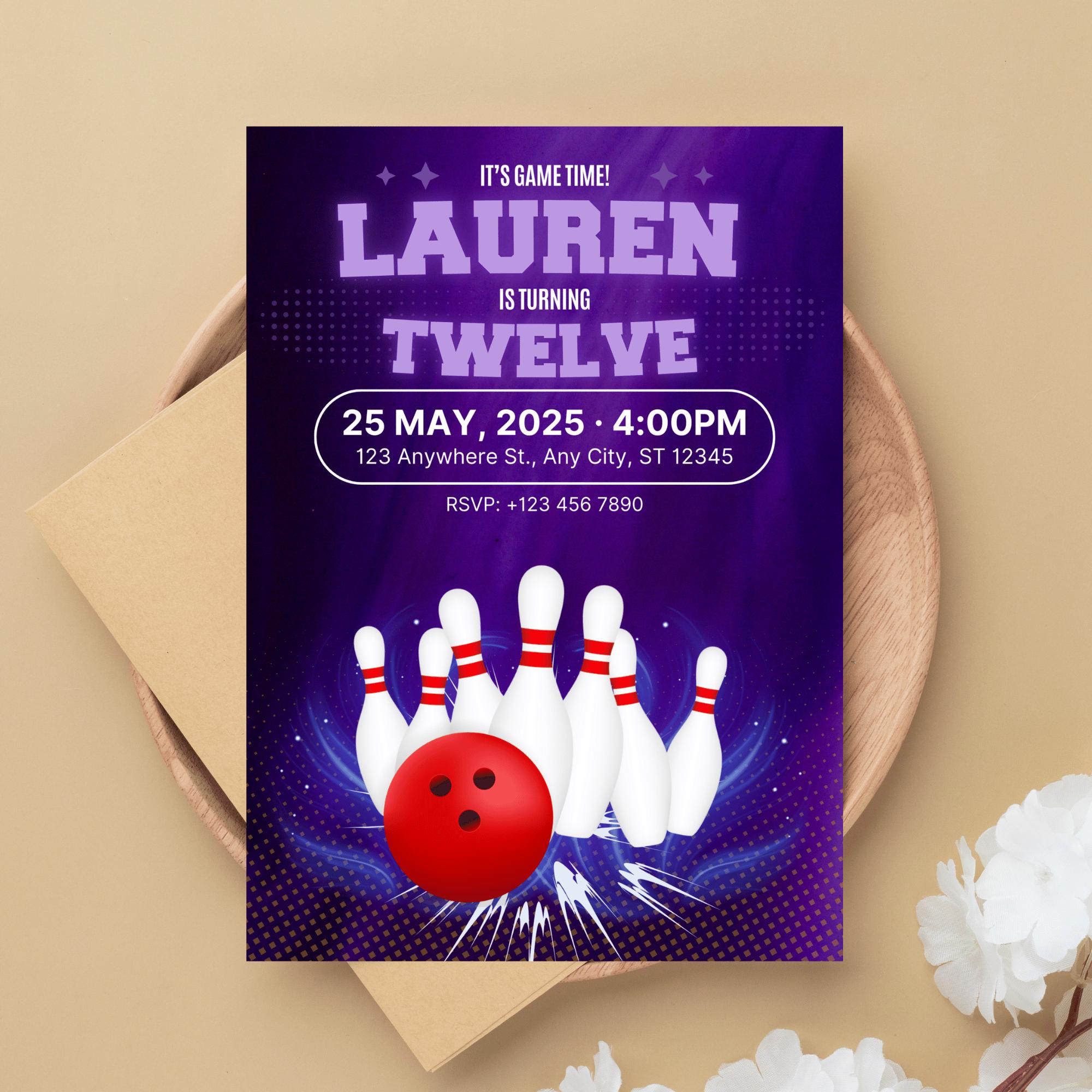 Bowling Birthday Invitation Instant Download Its Game Time Bowling ...