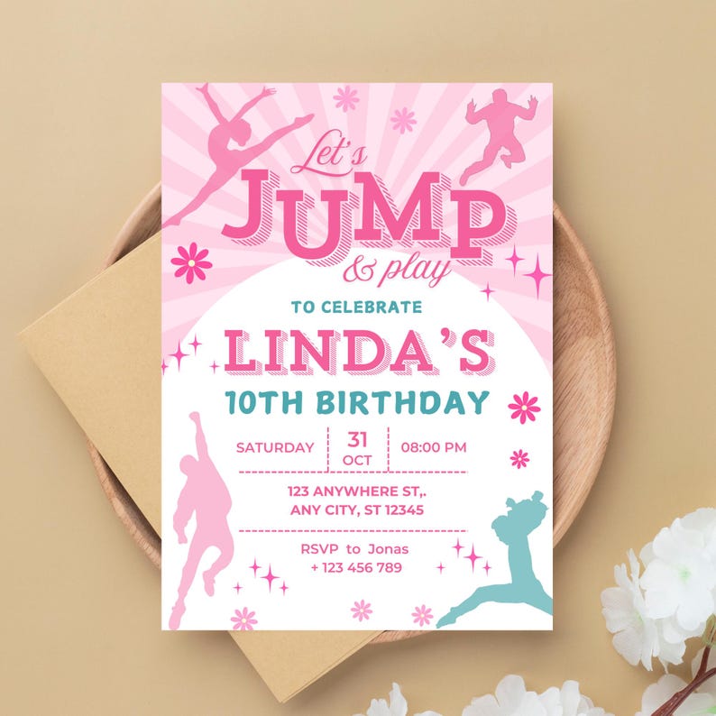Editable Jump Invitation Editable Jump Birthday Invite Trampoline House ...