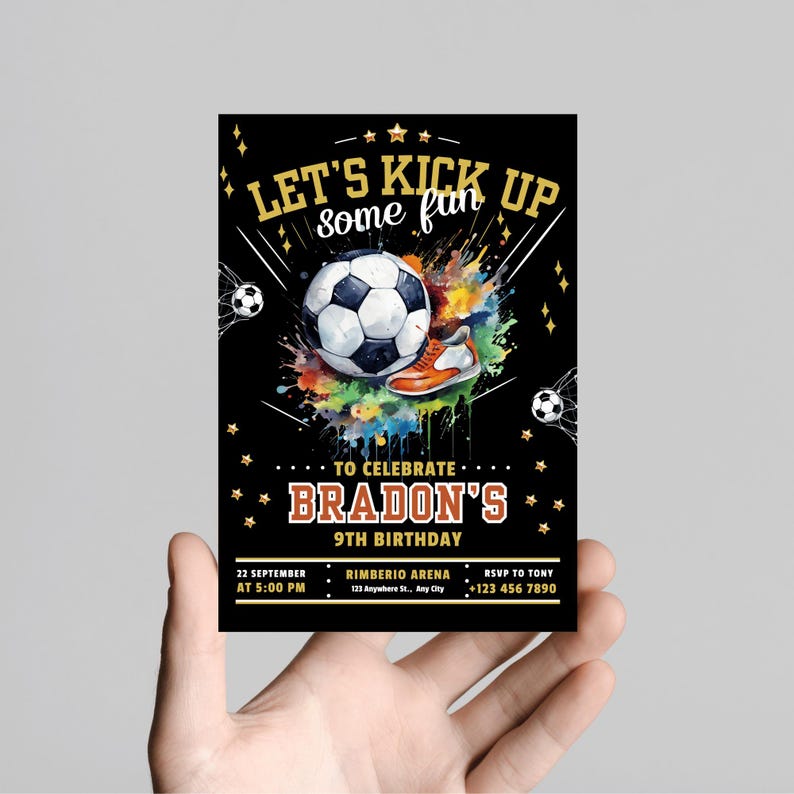 Editable Soccer Birthday Invitation Soccer Invitation Soccer Birthday ...