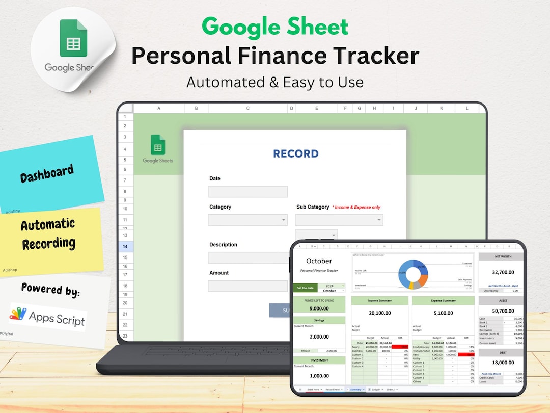Google Sheet Personal Finance Tracker Automated Budget Planner ...