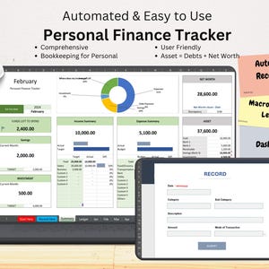 Personal Finance Tracker Automated Budget Planner Excel Spreadsheet ...