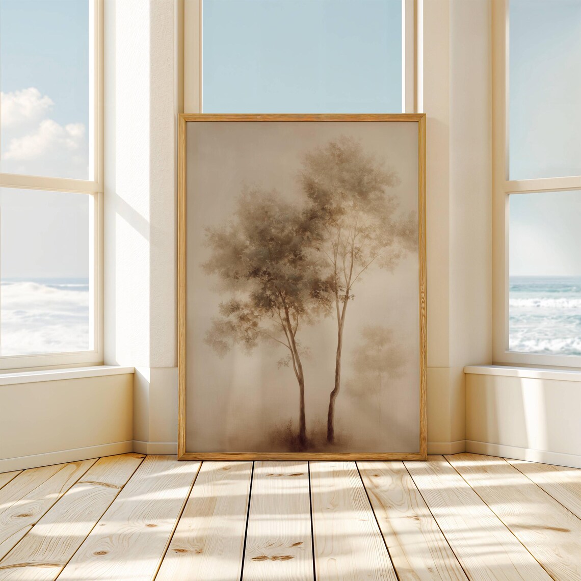 Muted Tree Landscape Print | Peaceful Scenery | Farmhouse Decor ...