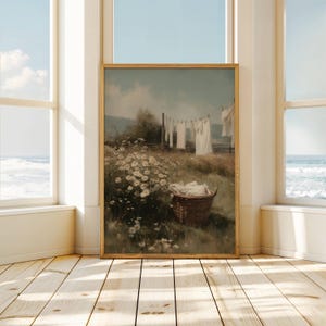 French Countryside Laundry Scene | Farmhouse Decor | Antique Oil ...