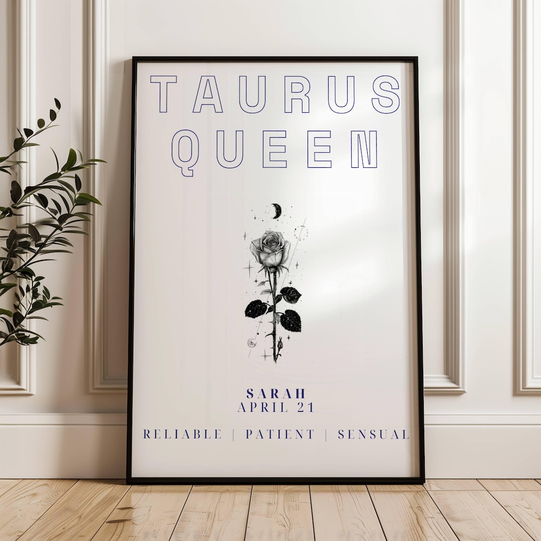 Taurus Personalized Poster Gift, Custom Star Sign Print, Home Decor ...