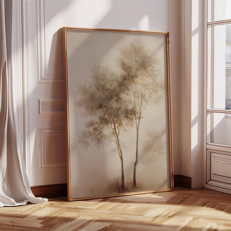 Muted Tree Landscape Print | Peaceful Scenery | Farmhouse Decor ...