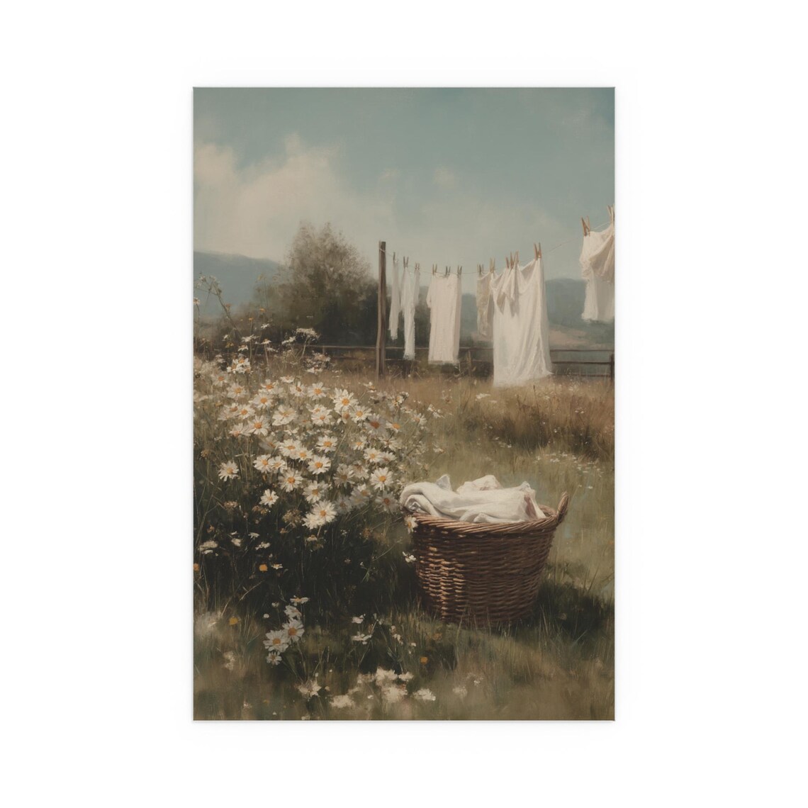 French Countryside Laundry Scene | Farmhouse Decor | Antique Oil ...