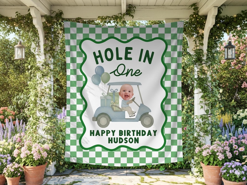 Hole in One Golf First Birthday Banner: Personalized 1st Birthday ...